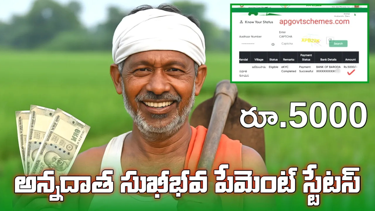 Annadata Sukhibhava Payment Status 2026 : అన్నదాత సుఖీభవ డబ్బులు ...